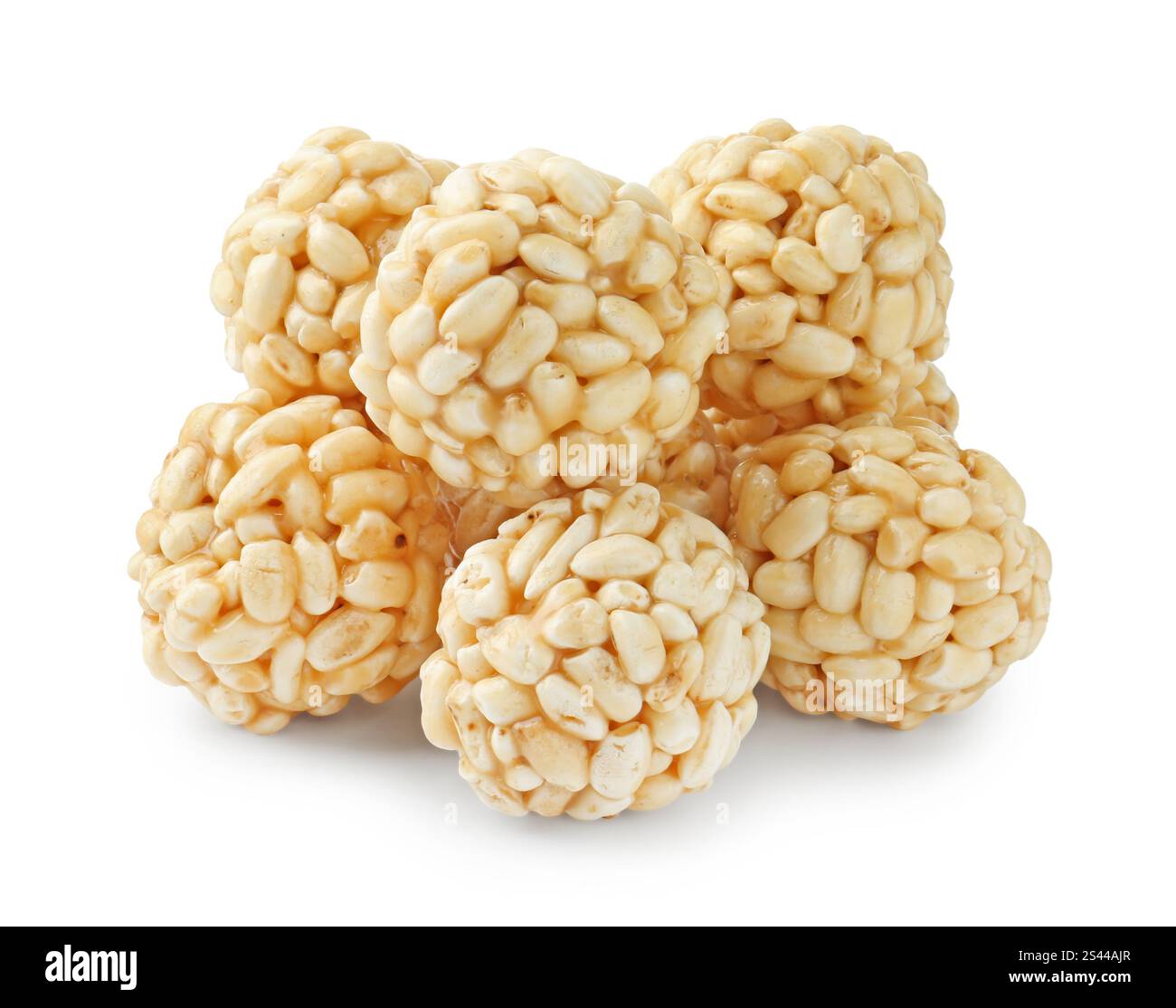 Delicious puffed rice balls isolated on white Stock Photo - Alamy
