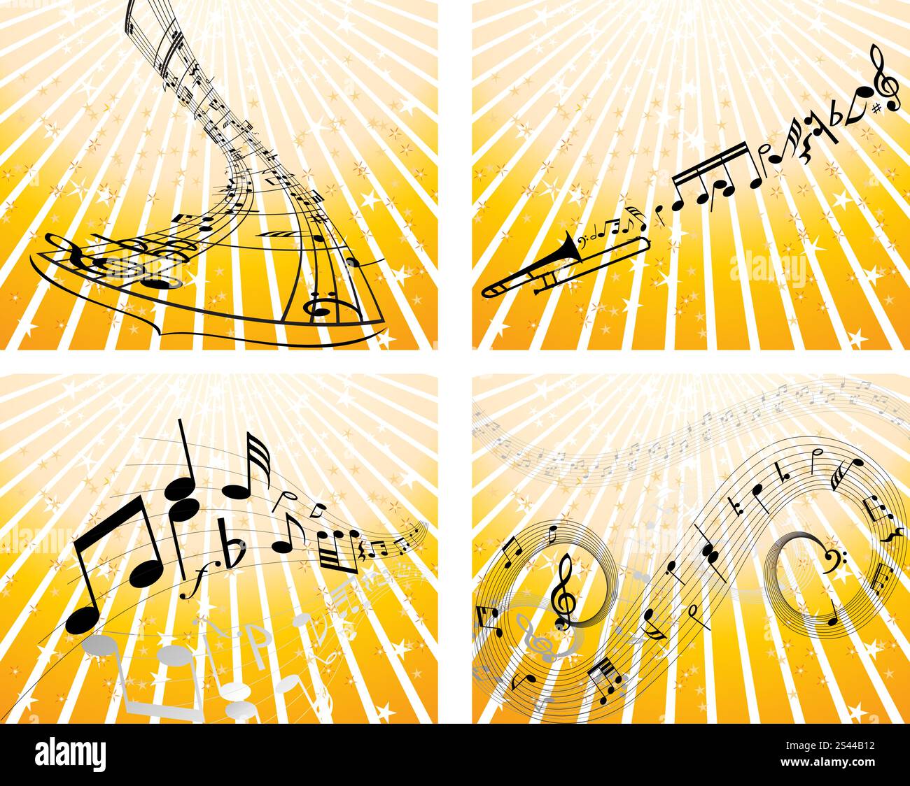 Set of four vector musical notes staff Stock Vector Image & Art - Alamy