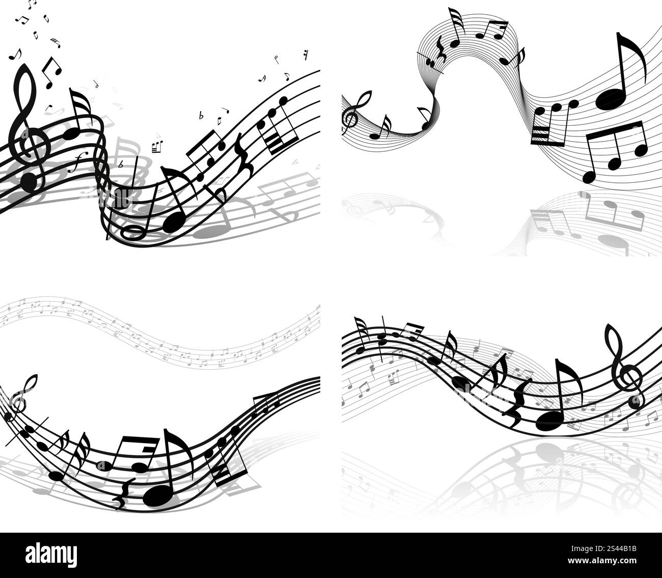 Set of four vector musical notes staff Stock Vector Image & Art - Alamy