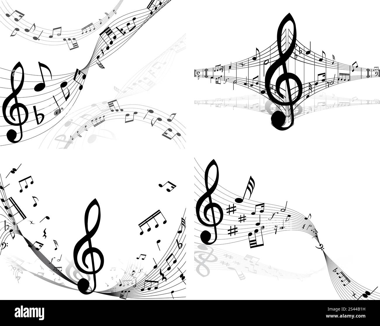 Set of four vector musical notes staff Stock Vector Image & Art - Alamy