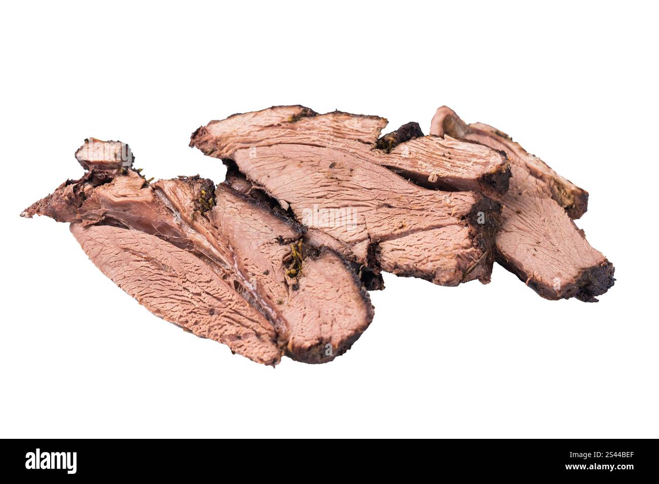 Roasted and sliced Roe Deer leg meat. baked game meat of venison with ...