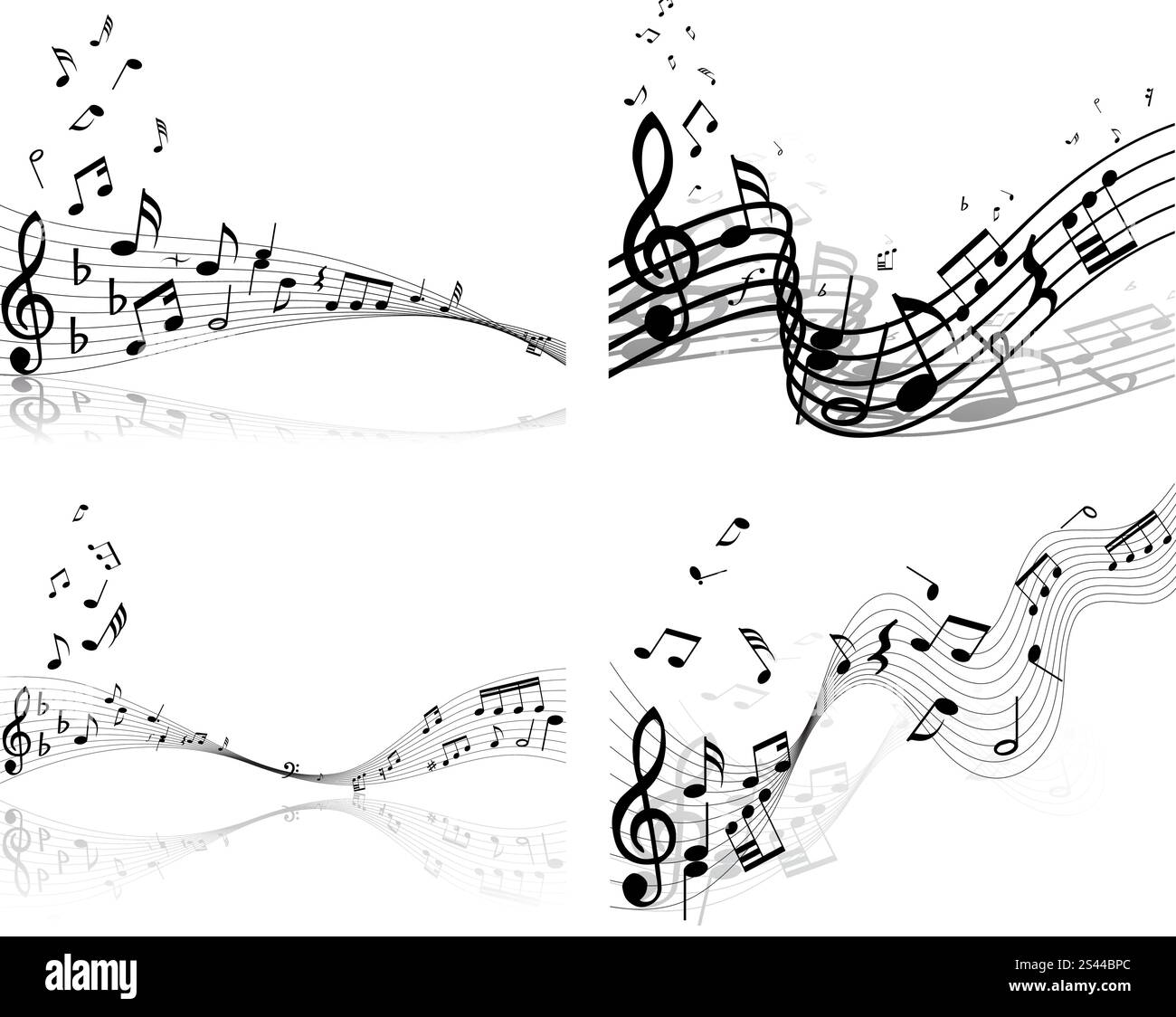 Set of four vector musical notes staff Stock Vector Image & Art - Alamy