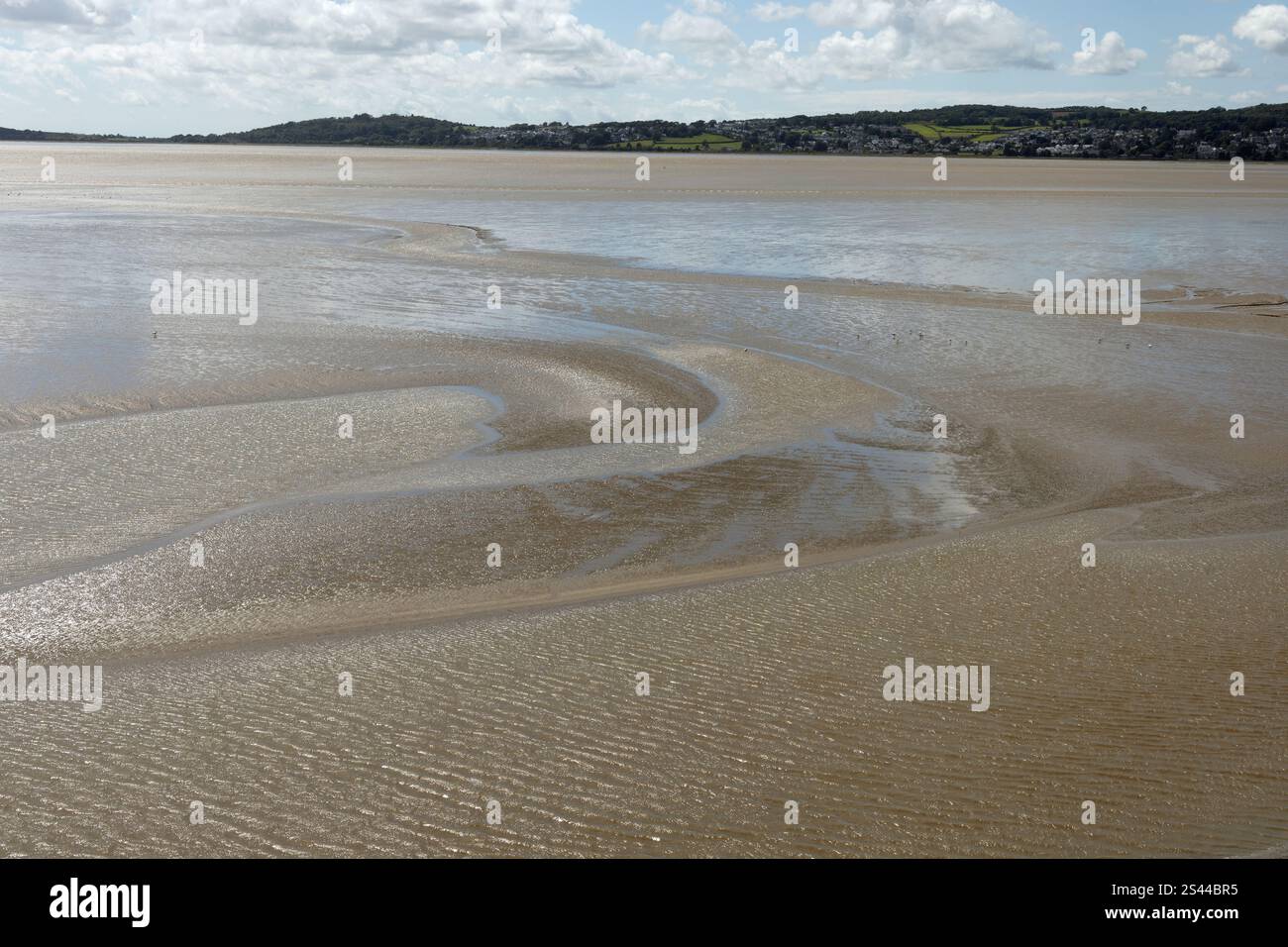 Mud flats and cloudscapes Morecambe Bay near Silverdale Lancashire ...