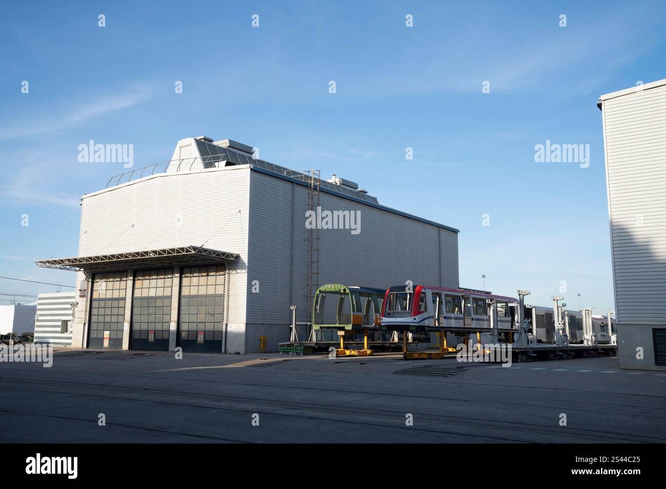 Outside the Alstom factory, on January 10, 2025, in Santa Perpètua de ...