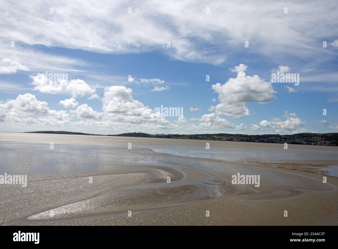 Mud flats and cloudscapes Morecambe Bay near Silverdale Lancashire ...