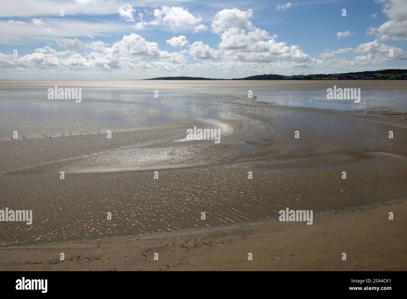Mud flats and cloudscapes Morecambe Bay near Silverdale Lancashire ...
