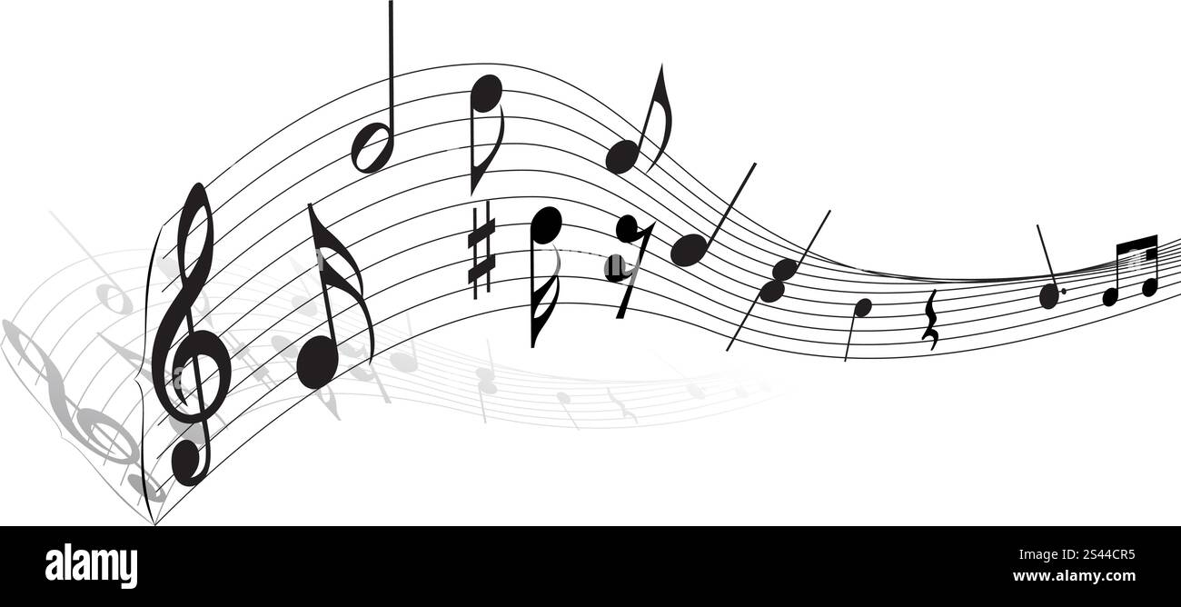 Vector musical notes staff background for design use Stock Vector Image ...