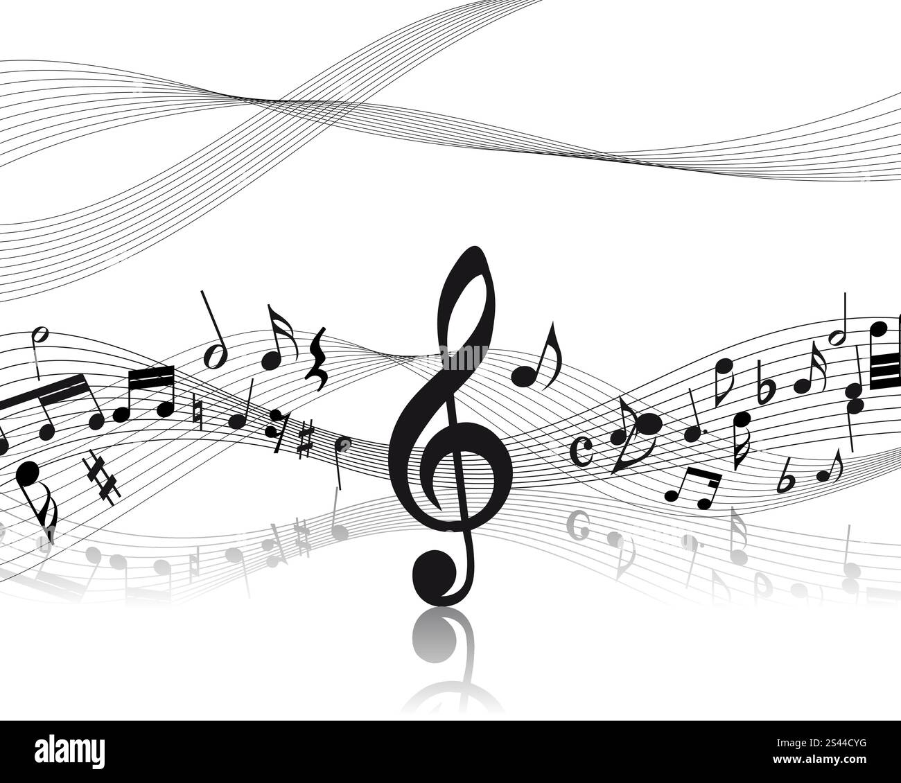 Vector musical notes staff background for design use Stock Vector Image ...