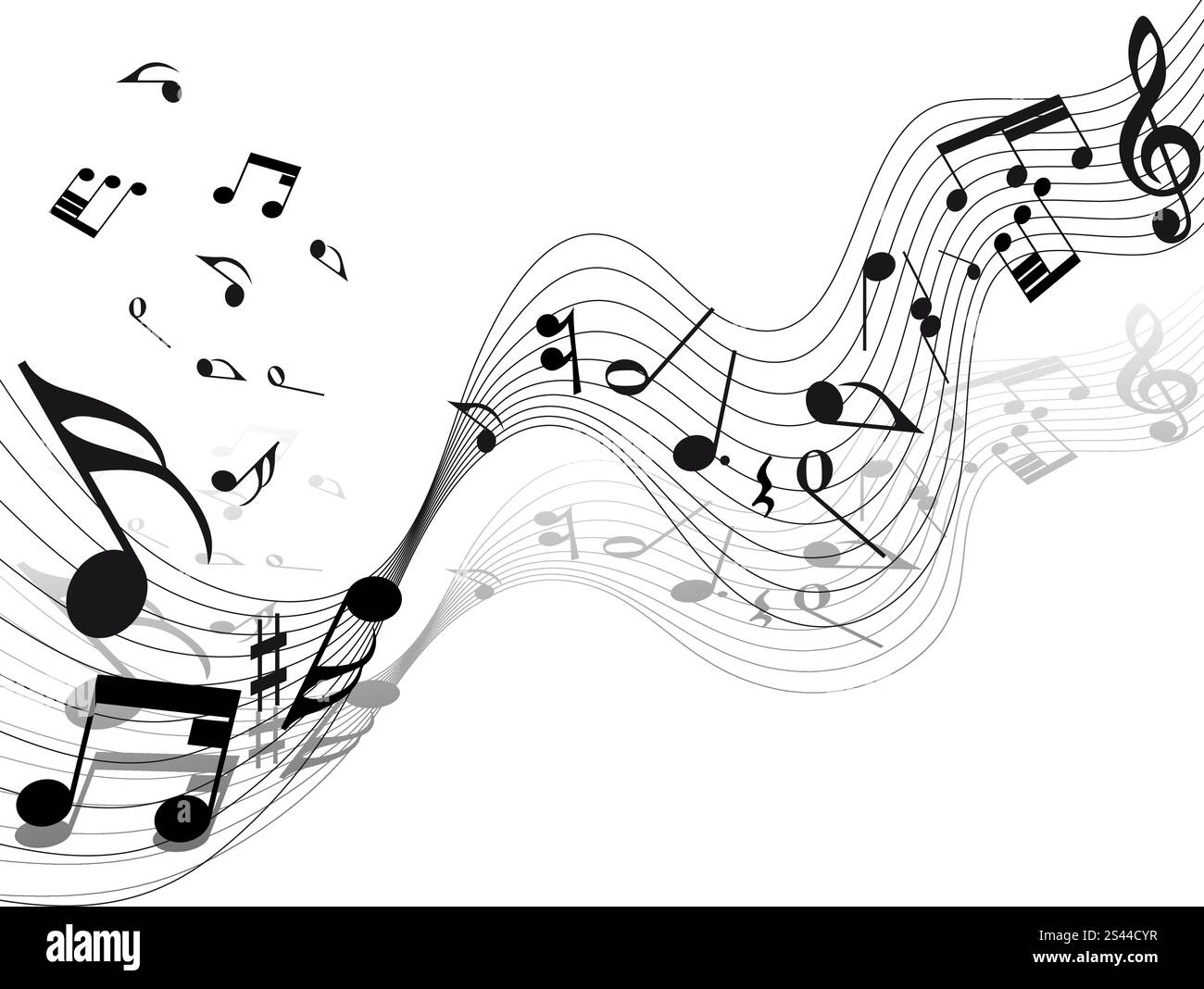 Vector musical notes staff background for design use Stock Vector Image ...
