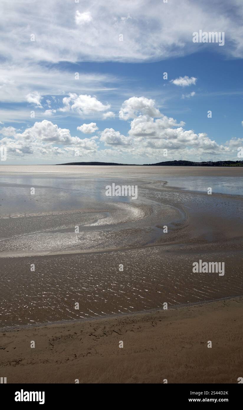 Mud flats and cloudscapes Morecambe Bay near Silverdale Lancashire ...