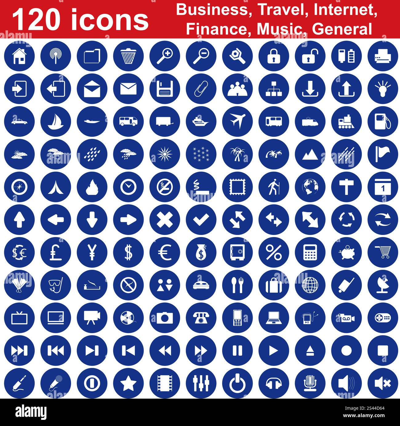 Biggest collection of 120 different icons for using in web design Stock ...
