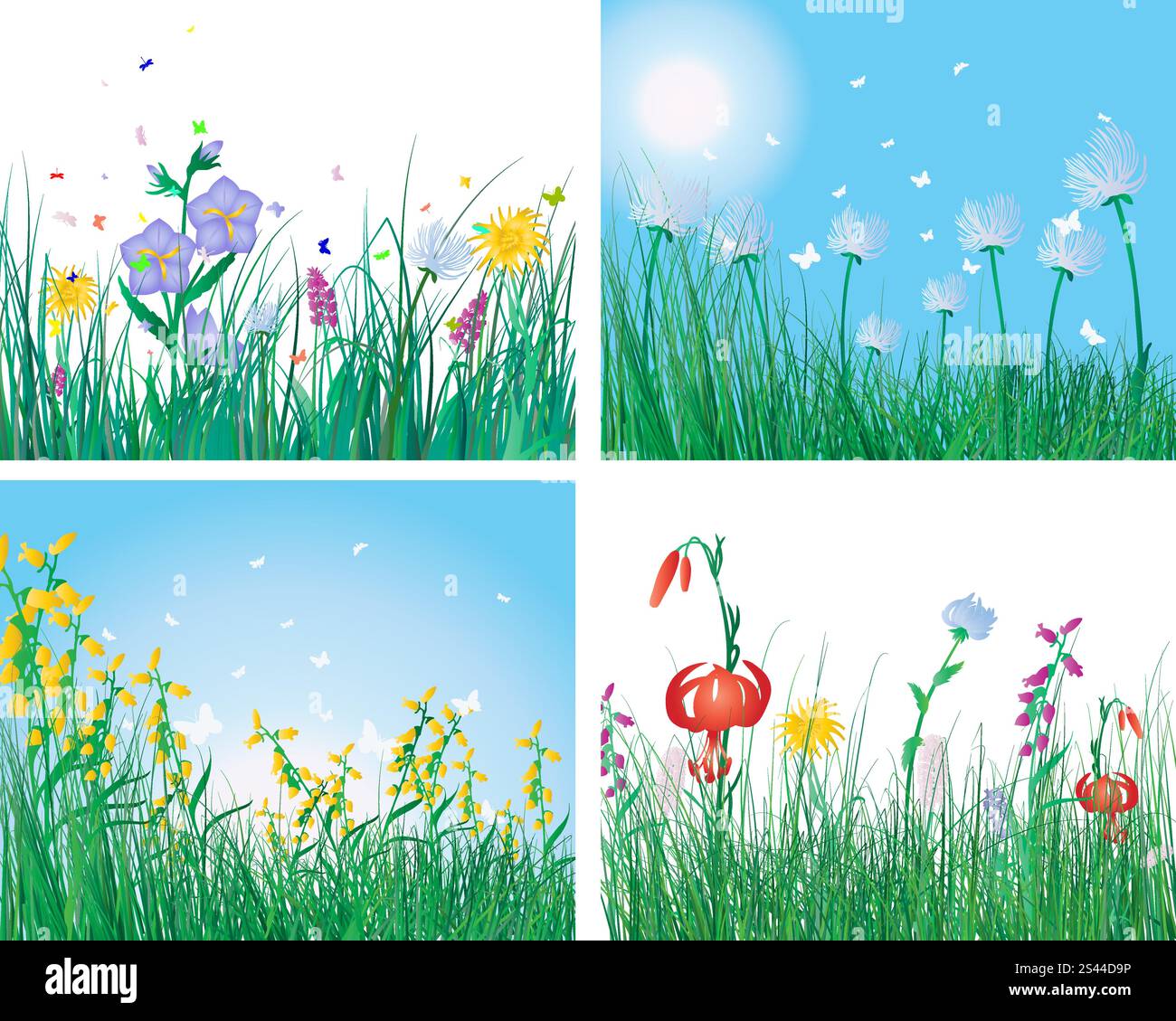 Vector Illustration Grass Backgrounds Set For Design Use Stock Vector 0213