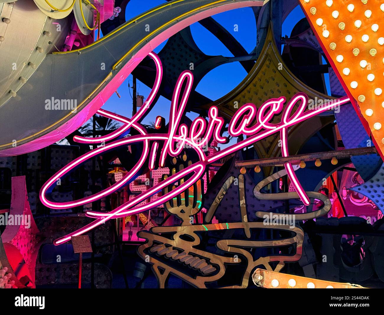 The Neon Museum, neon sign boneyard, Las Vegas, Nevada, USA Stock Photo ...