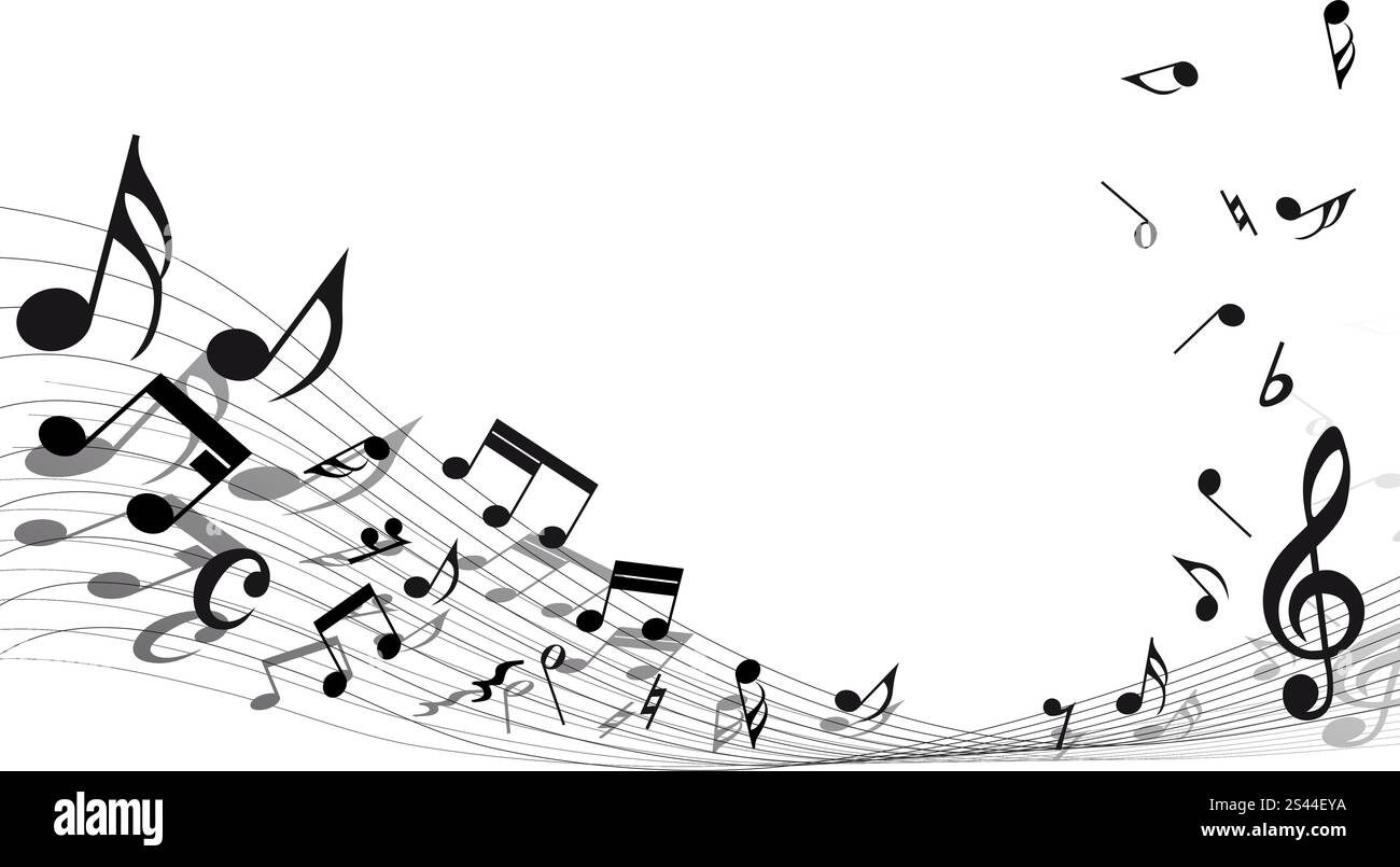 Vector musical notes staff background for design use Stock Vector Image ...