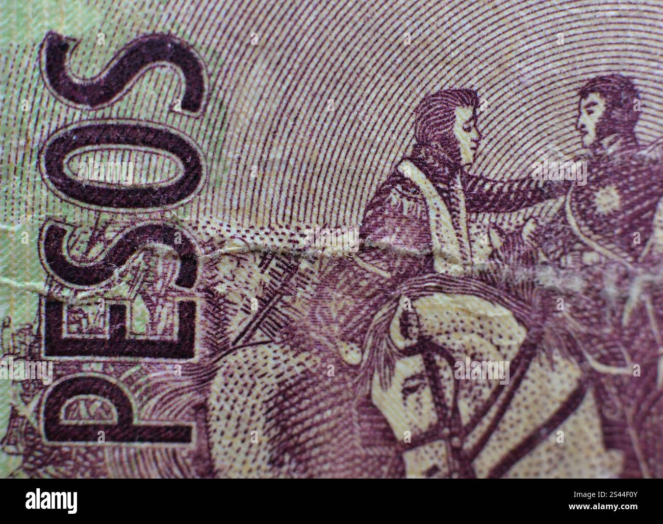 National Argentinian currency - 5 cinco pesos paper banknote close up ...
