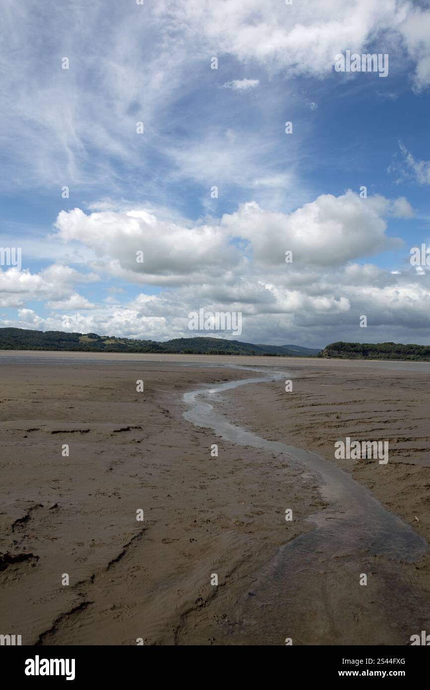 Mud flats and cloudscapes Morecambe Bay near Silverdale Lancashire ...