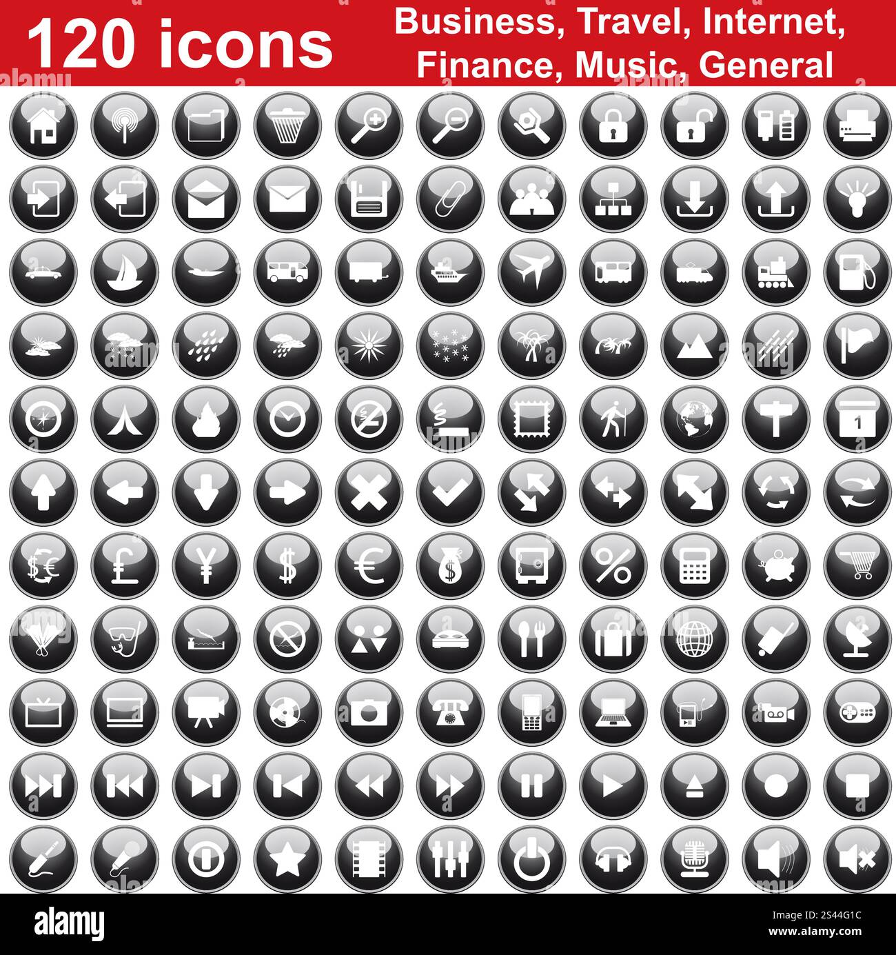 Biggest collection of 120 different icons for using in web design Stock ...