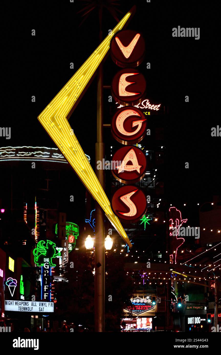 Vegas neon sign, Fremont Street, Las Vegas, Nevada, USA Stock Photo - Alamy