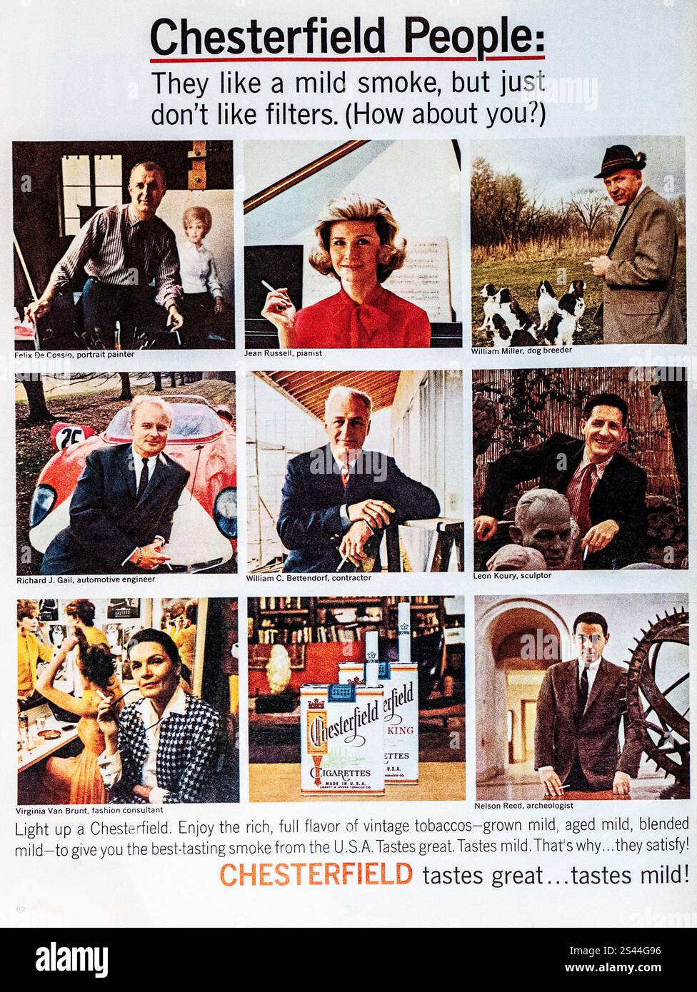 A vintage 1965 advertisement for Chesterfield Cigarettes featuring ...