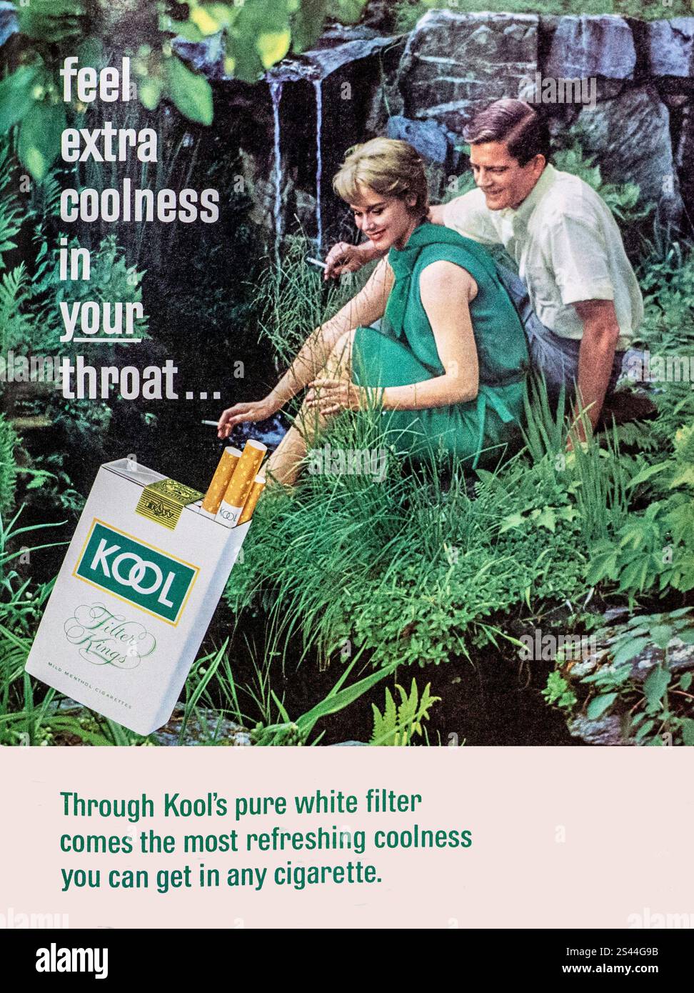 A vintage 1965 advertisement for Kool menthol cigarettes showing a ...