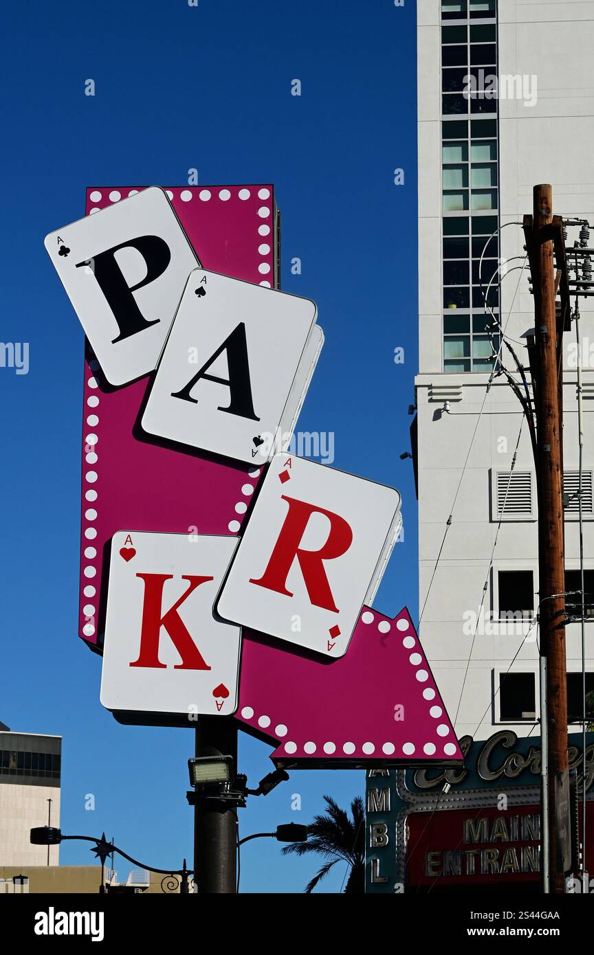 Park neon sign, Fremont Street, Las Vegas, Nevada, USA Stock Photo - Alamy