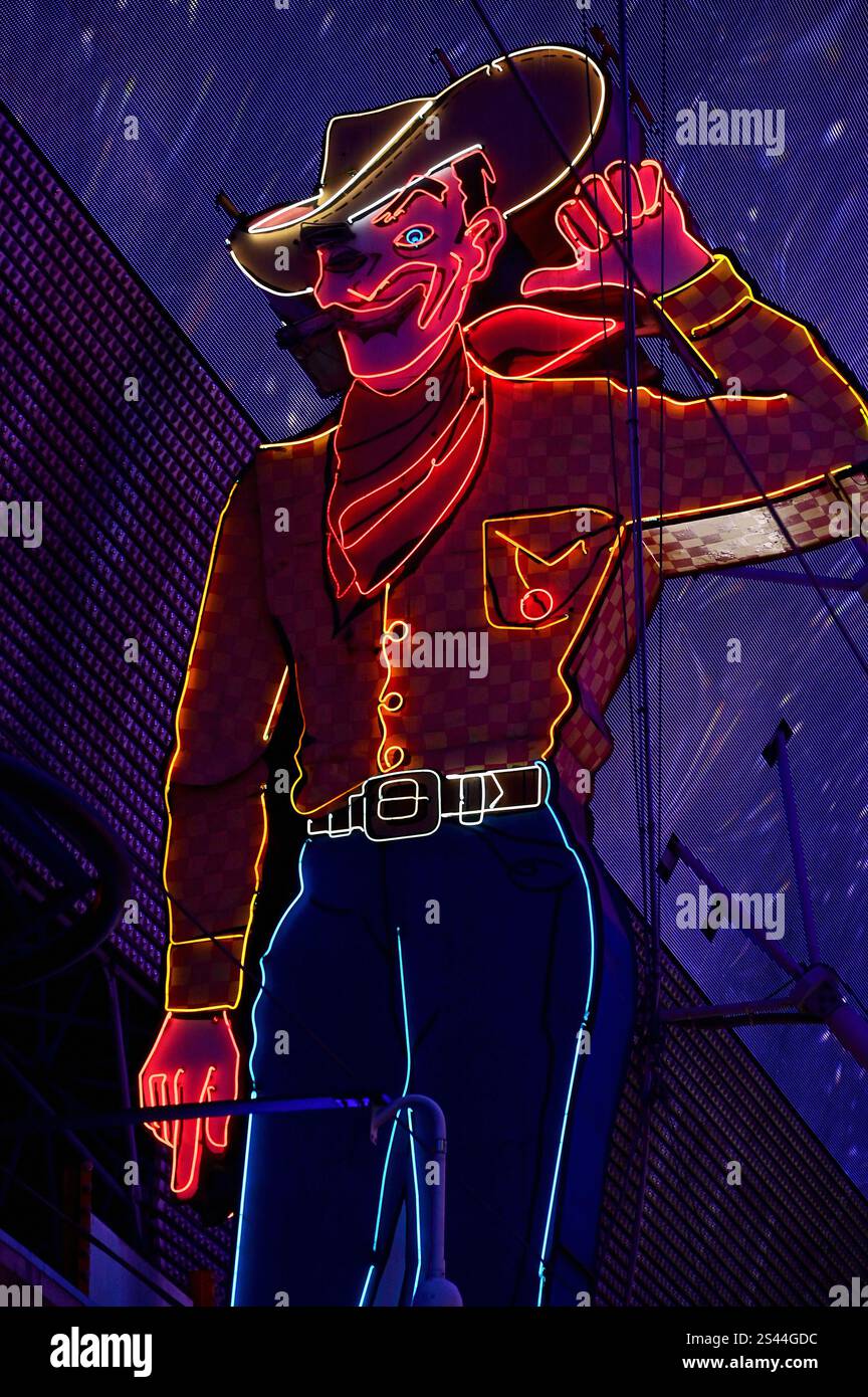 Cowboy neon sign, Fremont Street, Las Vegas, Nevada, USA Stock Photo ...