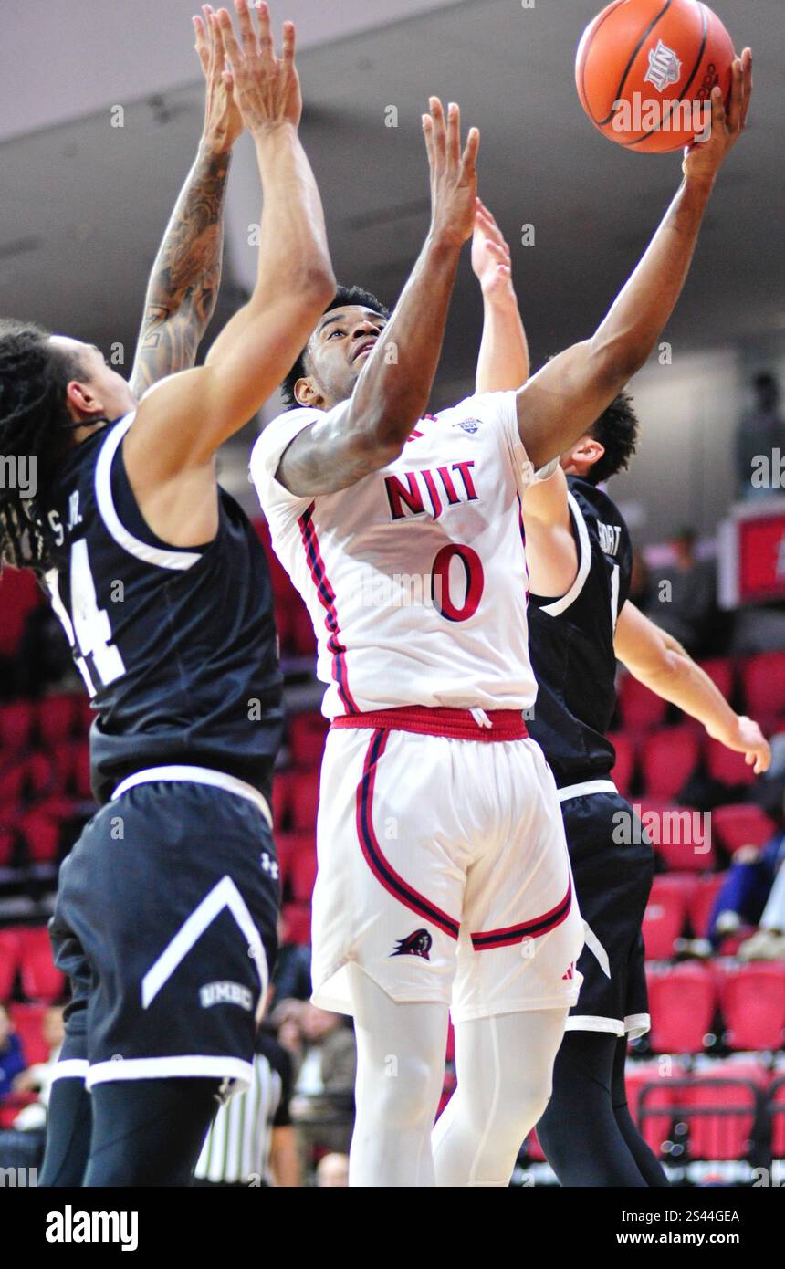 Newark, USA. 09th Jan, 2025. NJIT's Sebastian Robinson (0) during the ...