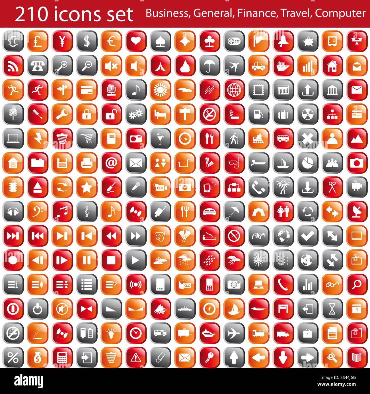 Biggest collection of different icons for using in web design Stock ...