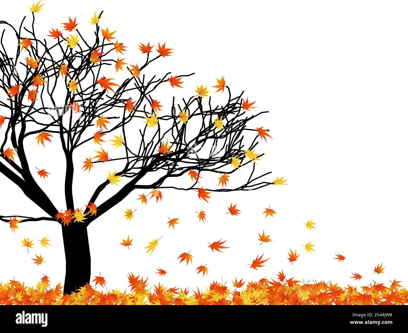 Twisted row of autumn maples leaves. Vector illustration Stock Vector ...
