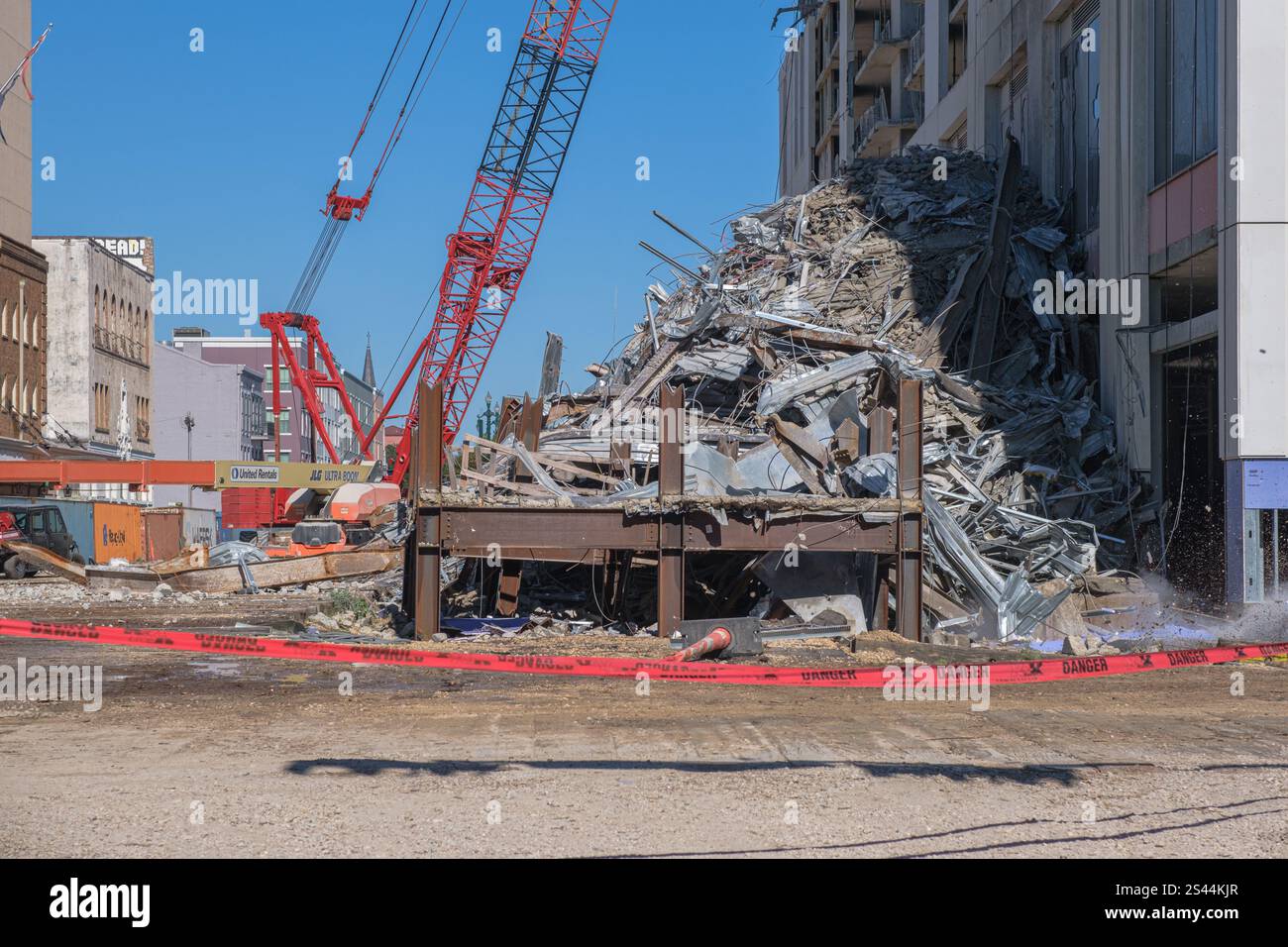 NEW ORLEANS, LA - NOVEMBER 16, 2020: Pile of rubble from demolition of ...