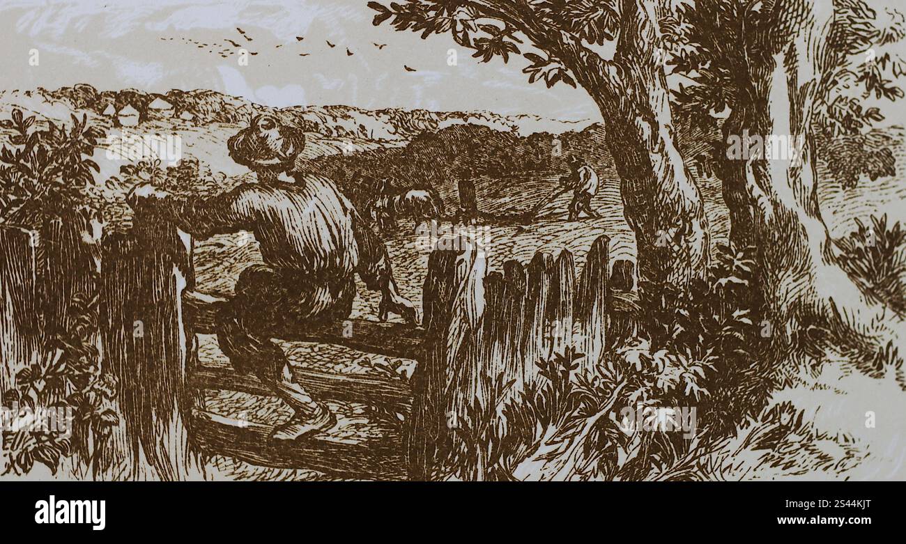 A man climbing over a stile. A line drawing from Winter’s Tale, Act IV ...