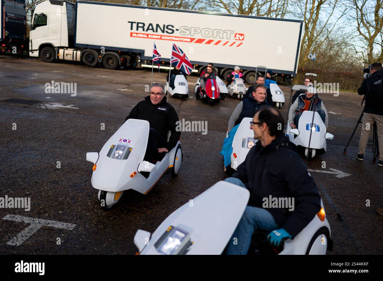 Sinclair C5 enthusiasts at a gathering at Alexandra Palace in London to ...