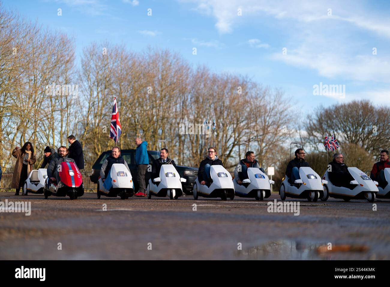Sinclair C5 enthusiasts at a gathering at Alexandra Palace in London to ...