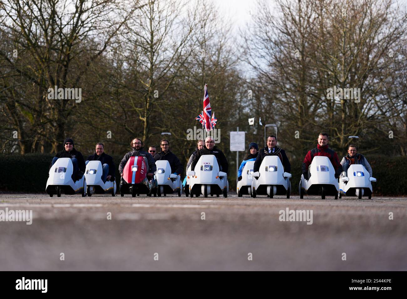 Sinclair C5 enthusiasts at a gathering at Alexandra Palace in London to ...
