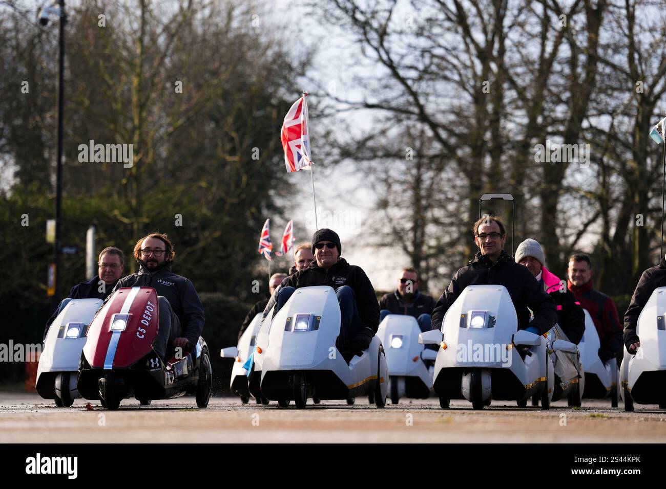 Sinclair C5 enthusiasts at a gathering at Alexandra Palace in London to ...