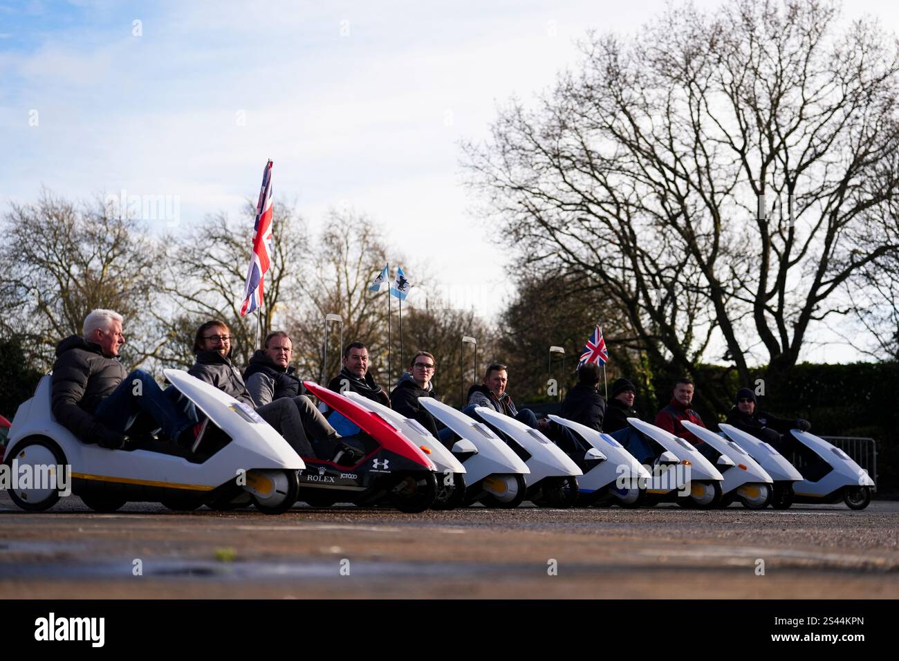 Sinclair C5 enthusiasts at a gathering at Alexandra Palace in London to ...