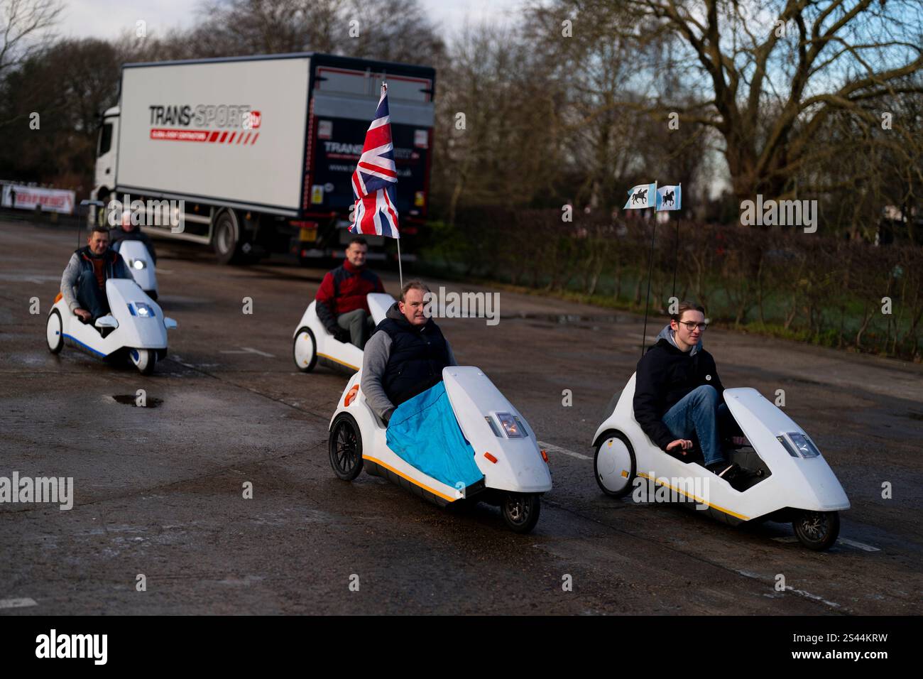 Sinclair C5 enthusiasts at a gathering at Alexandra Palace in London to ...