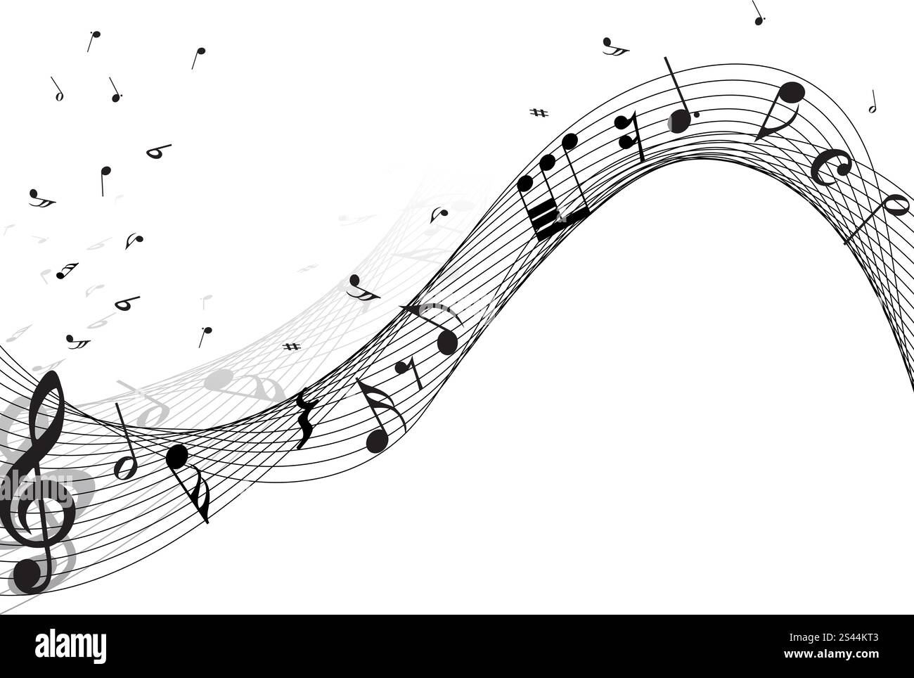 Vector musical notes staff background for design use Stock Vector Image ...