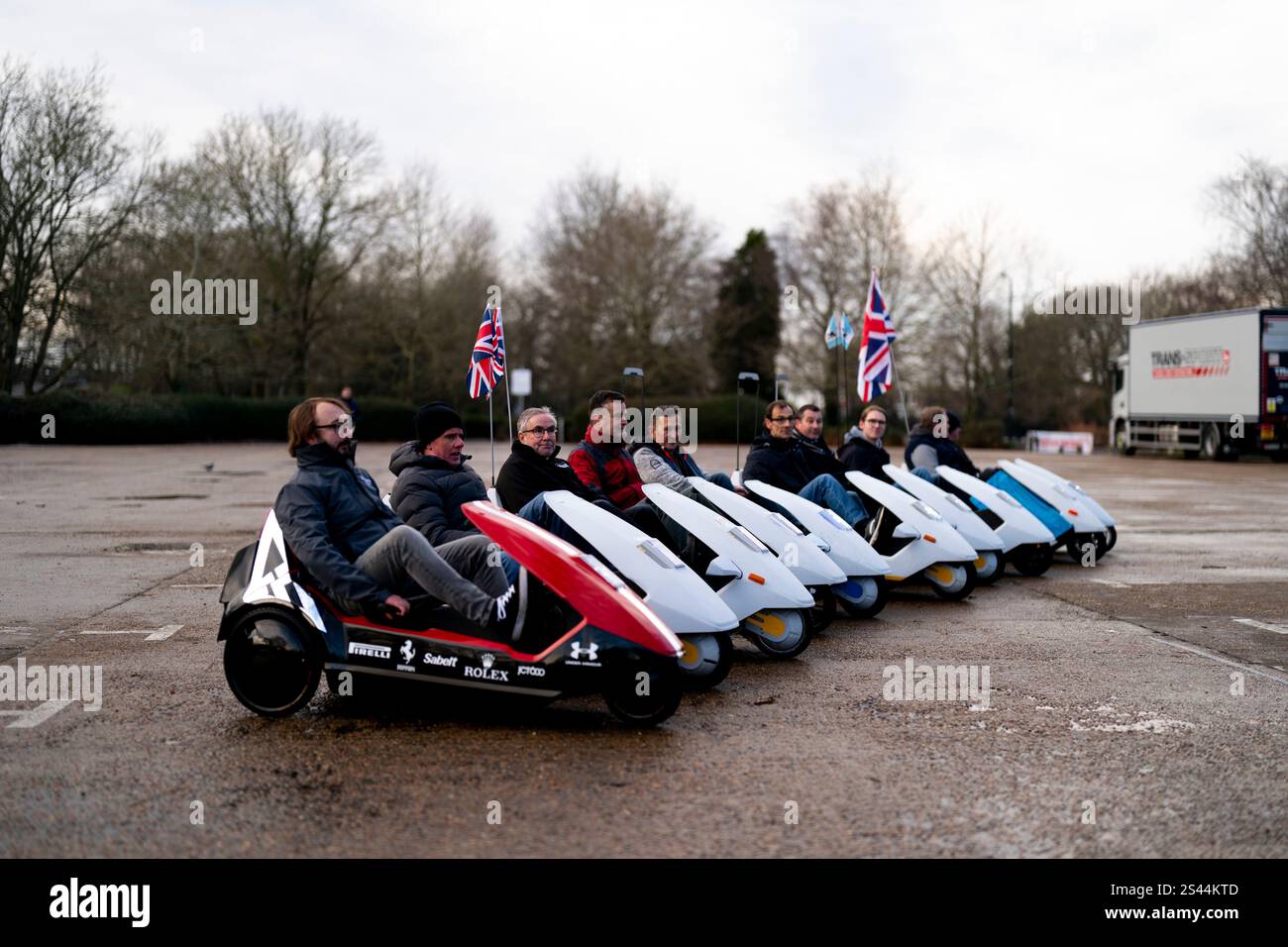 Sinclair C5 enthusiasts at a gathering at Alexandra Palace in London to ...