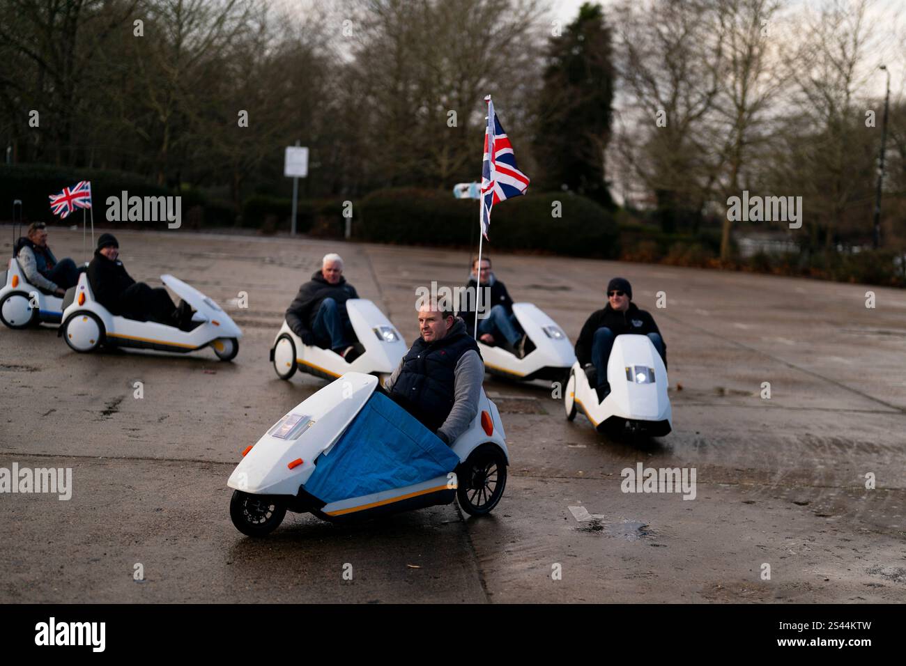 Sinclair C5 enthusiasts at a gathering at Alexandra Palace in London to ...