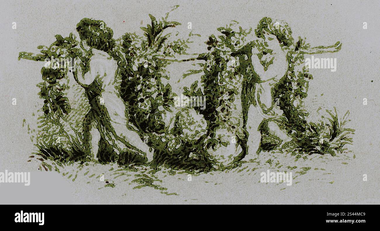 Two childlike characters carrying a heavy load. A line drawing from Two ...