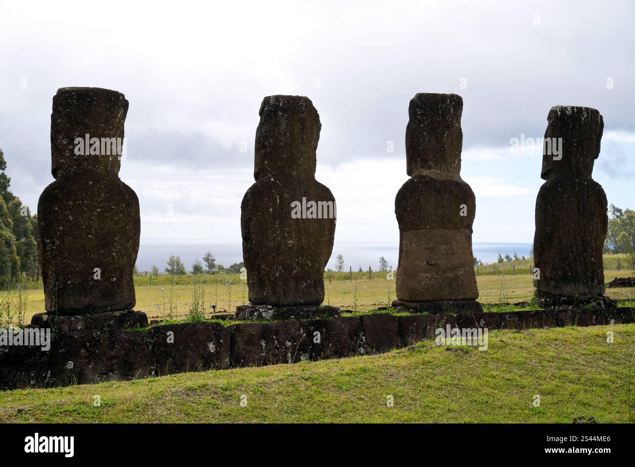 Ahu Akivi is an inland site of seven Moai facing the Pacific Ocean and ...