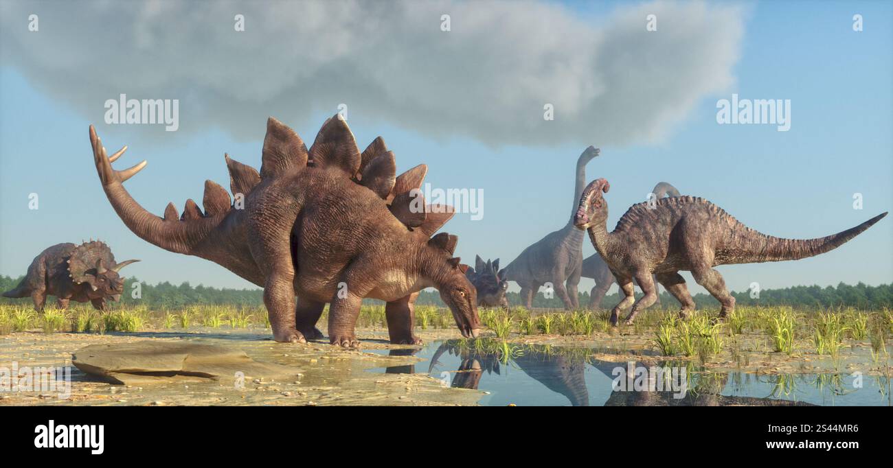Dinosaurs in nature. This is a 3d render illustration Stock Photo - Alamy