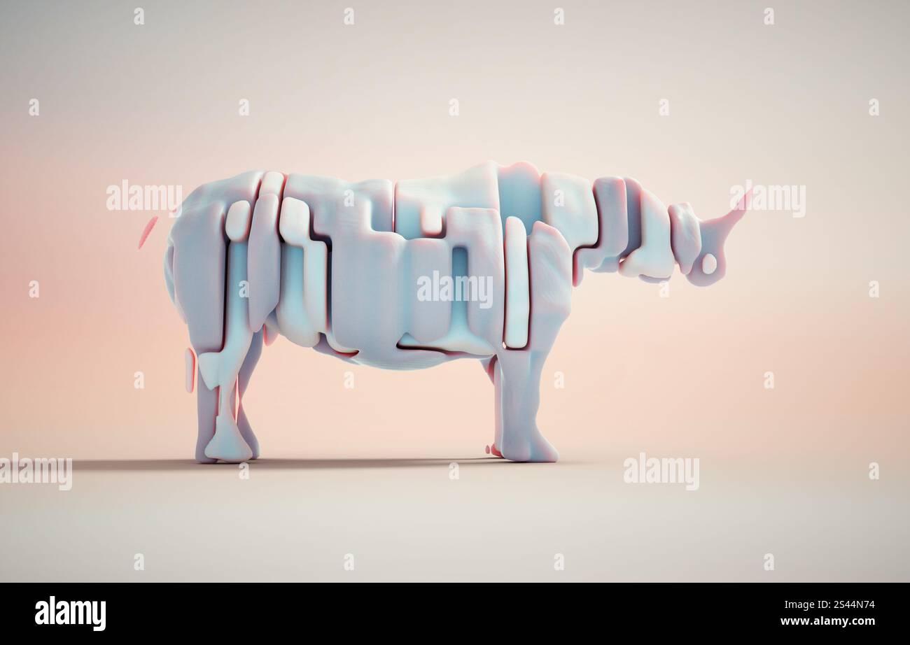 Abstract rhino on white background. Creative and complex concept. This ...