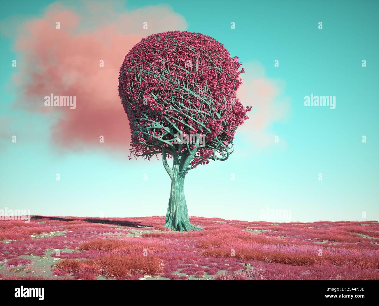 Colorful tree shaped as a human head . Complexity and brainstorm ...