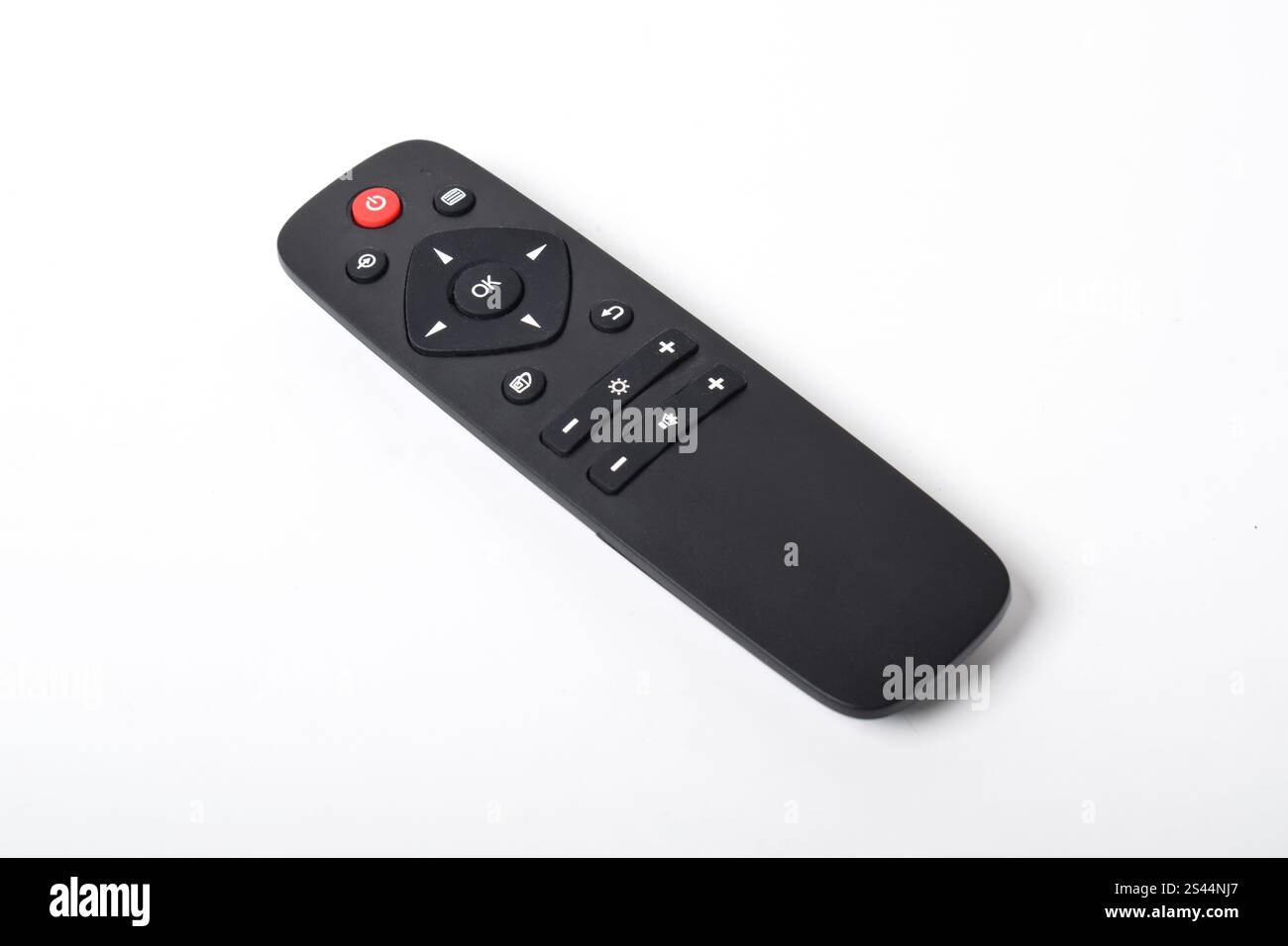 Remote control with minimalist buttons for TV or PC monitor isolated on ...