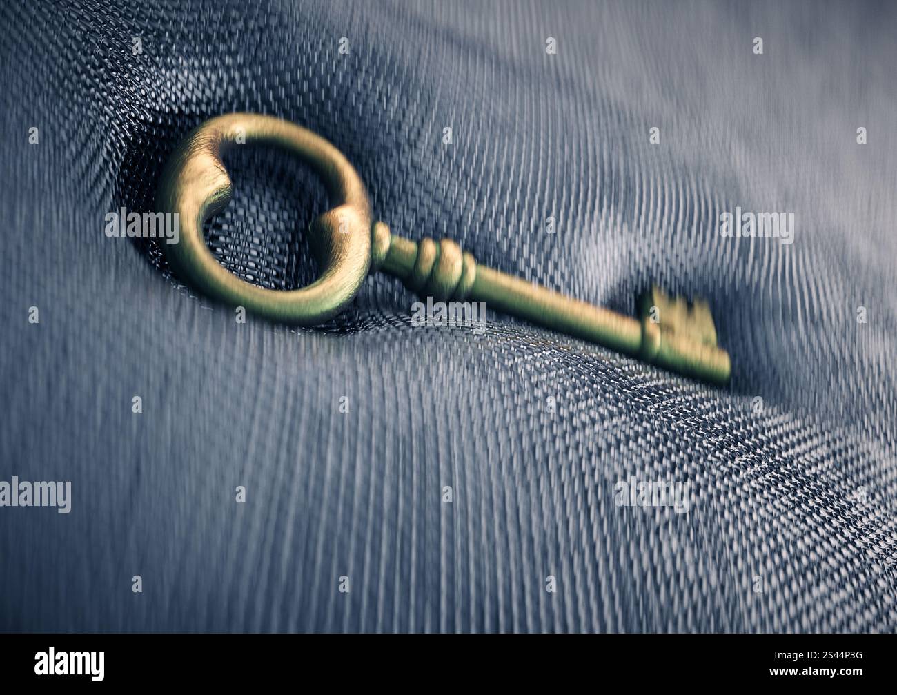 A golden old style key. This is a 3d render illustration Stock Photo ...