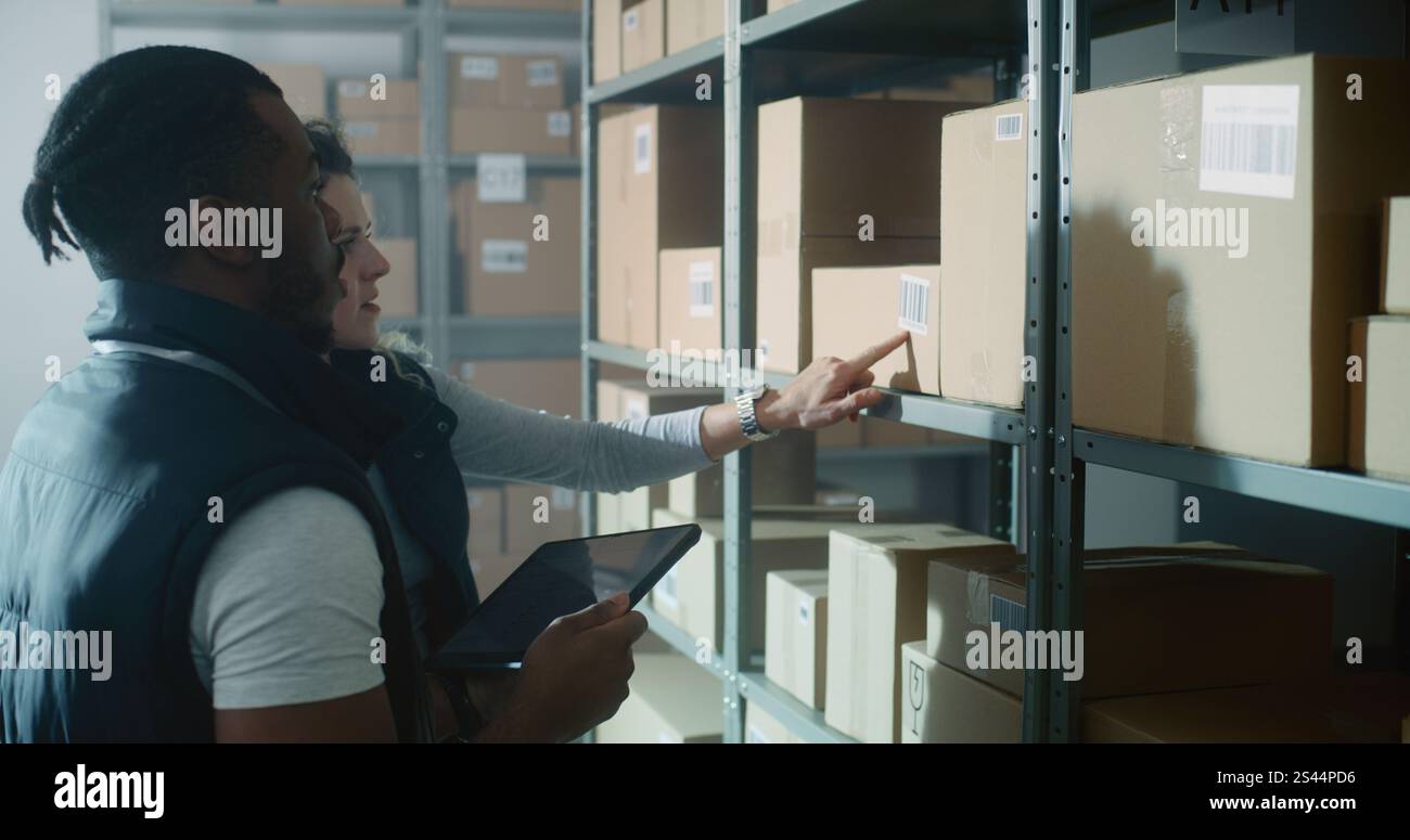 Diverse Inventory Specialists Scan Parcel with E-Commerce Online Orders ...