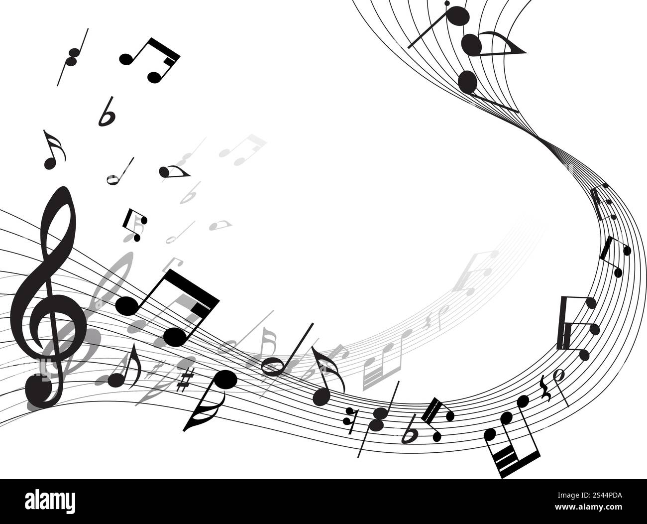 Vector musical notes staff background for design use Stock Vector Image ...