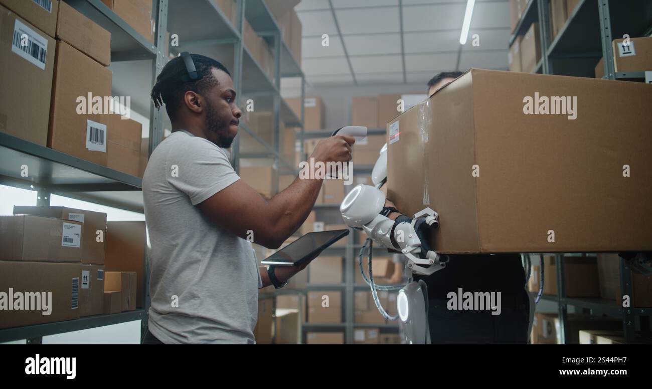 High-Tech Modern Warehouse: African American Inventory Specialist ...